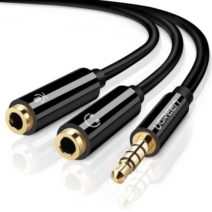 Juce® Audio Jack Adaptateur Câble Jack 3.5mm à Casque Microphone pour ...