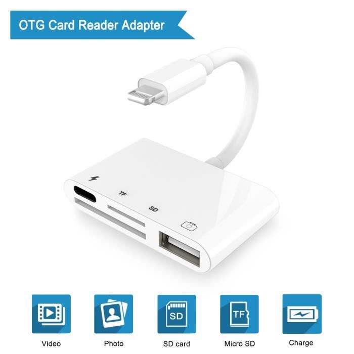 4 en 1 card reader, lecteur de carte SD,Lightning vers USB caméra adaptateur SD/TF, Adaptateur ...