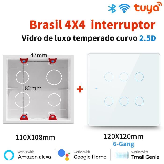 Blanc 6 gang-box - Interrupteur'éclairage intelligent Tuya 4x4 WiFi ...