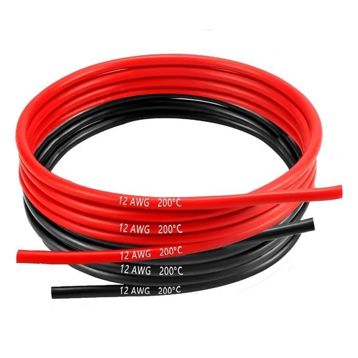 Fil Électrique 12 Awg - 12 Gauge (3,31Mm²) Câble En Cuivre Étamé 1,5 M - 5 Ft 2 Conducteur ...