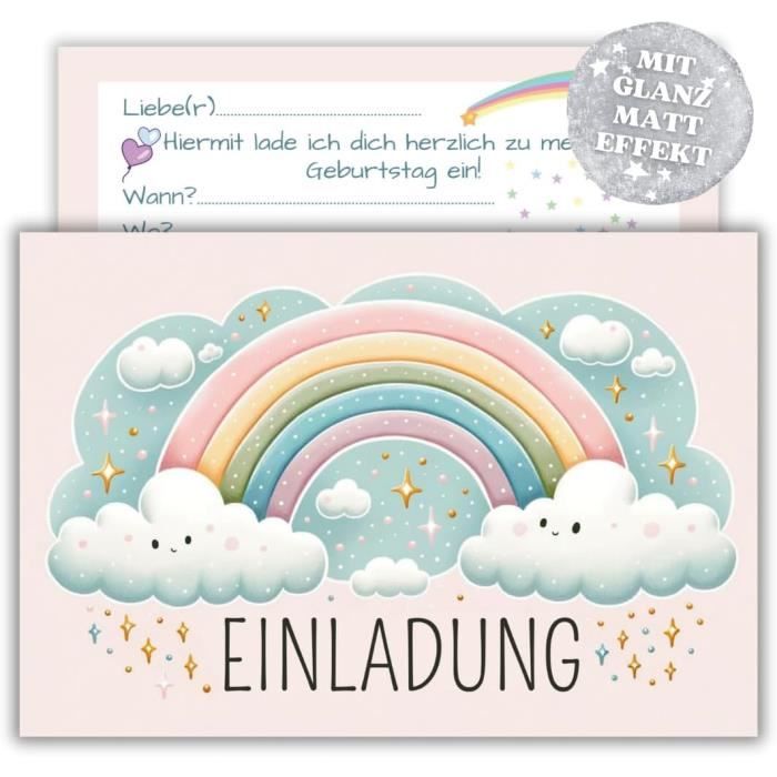 Lot De 12 Cartes D'Invitation Arc-En-Ciel Pastel - Design Doux Pour ...
