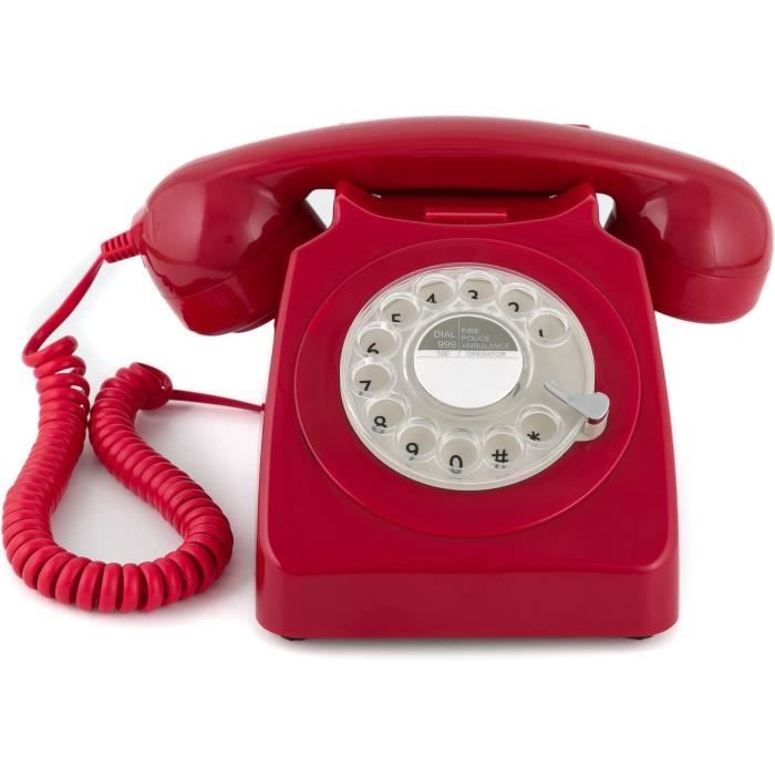 GPO 746 Telephone fixe retro de style annees 1970 a cadran rotatif - Cdiscount Téléphonie