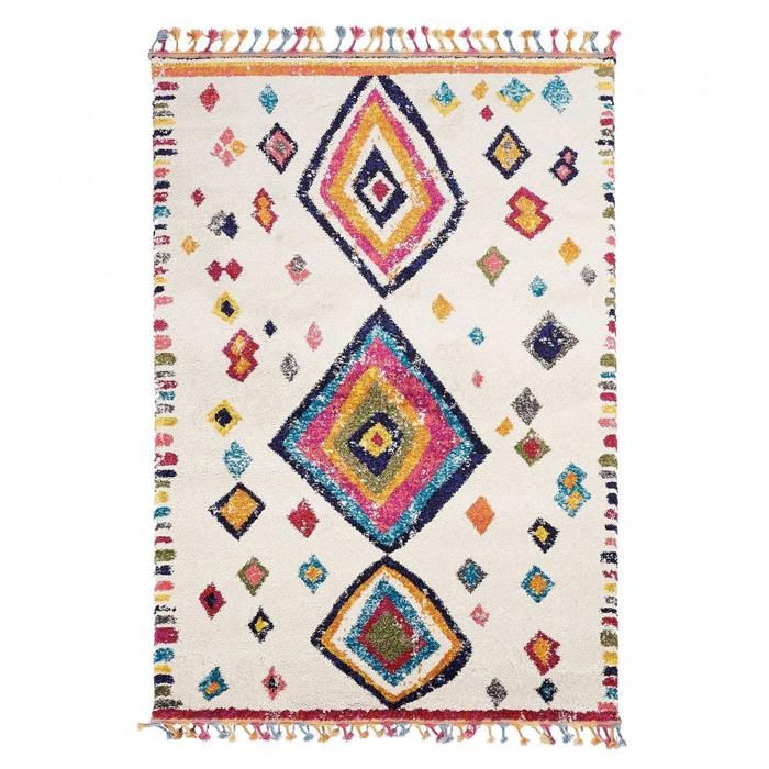 Tapis berbère 40x60 tissé motif ethnic LYN5 ivoire - Cdiscount Maison