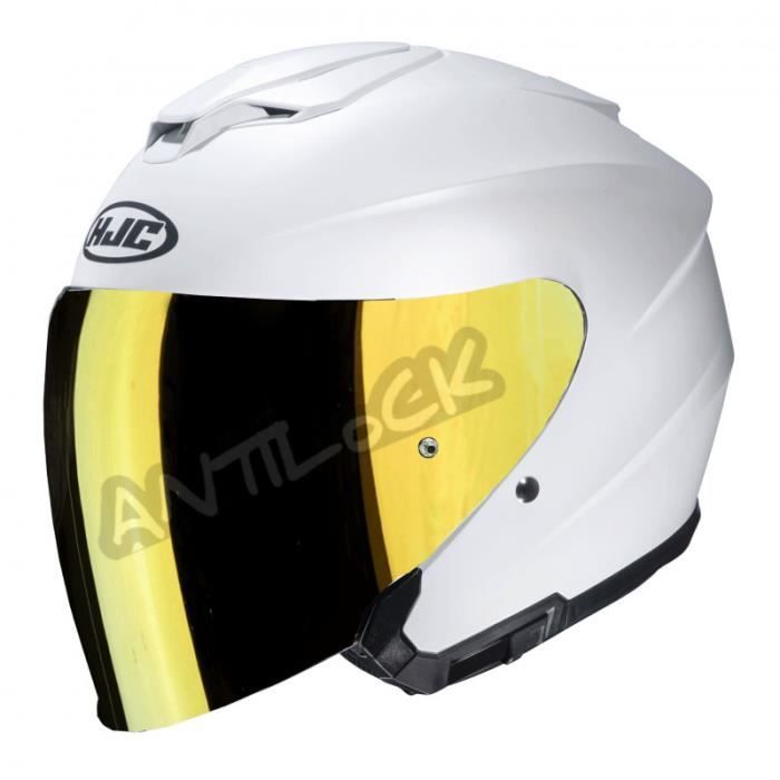 HJC JET i30 SEMI MAT BLANC AVEC VISIÈRE MIROIR OR - Cdiscount Auto