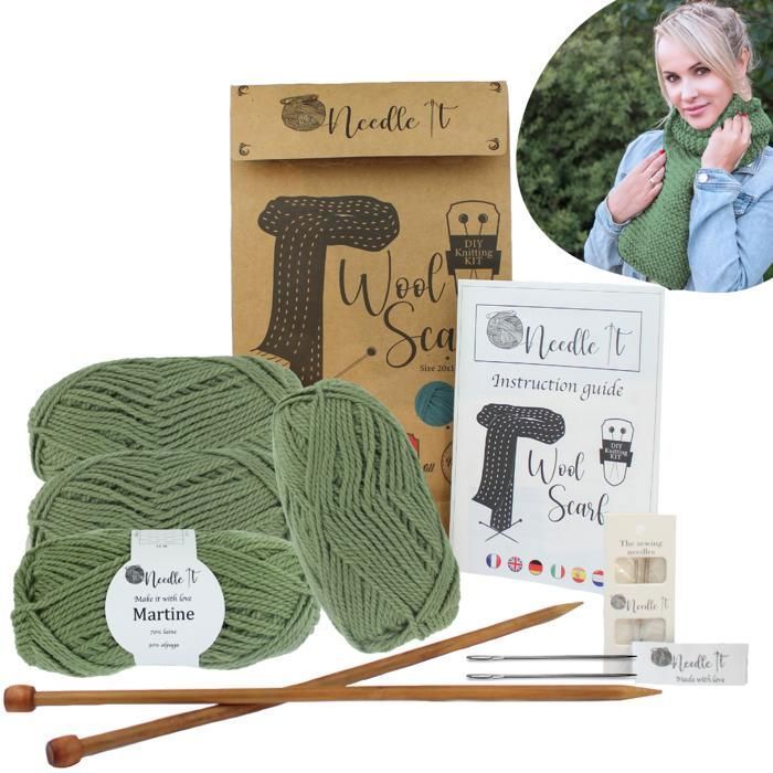 Kit Tricot - NEEDLE IT - Écharpe en Laine - 70% Laine - 30% Alpaga ...
