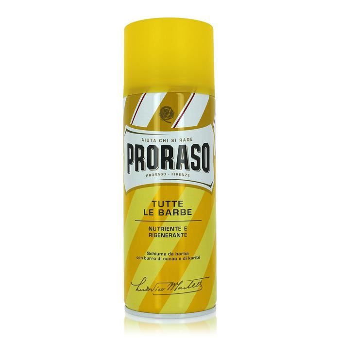 Mousse à raser - PRORASO - Jaune - 400ml - Hypoallergénique - Peaux ...