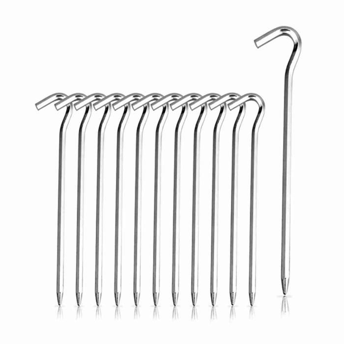 Piquets de tente en fer galvanisé robuste pour camping et randonnée ...