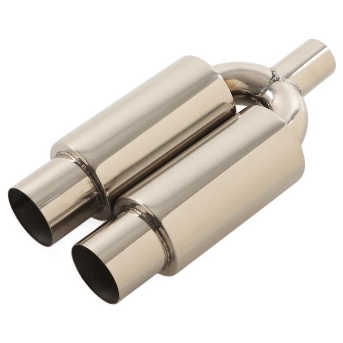 Qiilu Silencieux d'échappement double 51mm/2in Inlet 76mm/3in Outlet ...