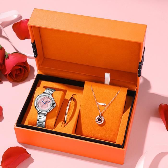 SHARPHY Coffret montre femme + bracelet + collier - bracelet en acier ...