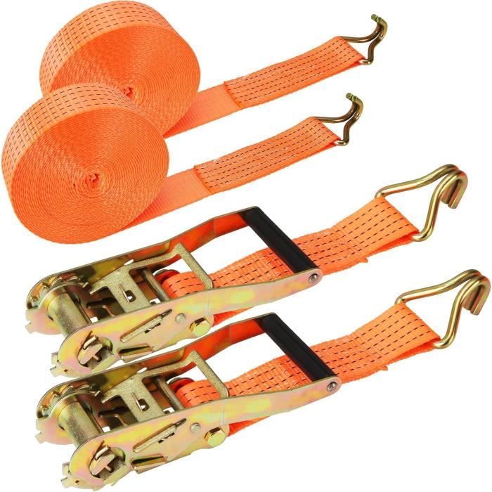 2 pièces de Sangles à cliquet 5000kg 6M Heavy Duty Sangles d'arrimage ...