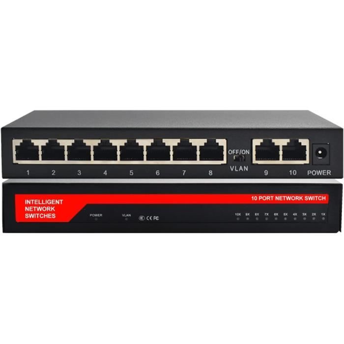 Commutateur Réseau Gigabit 10 Ports, Lan Rj45 Port Fast Ethernet ...