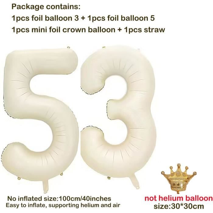 Ballon Chiffre 35 Helium Ballon Anniversaire Blanc Creme Chiffres 35 ...