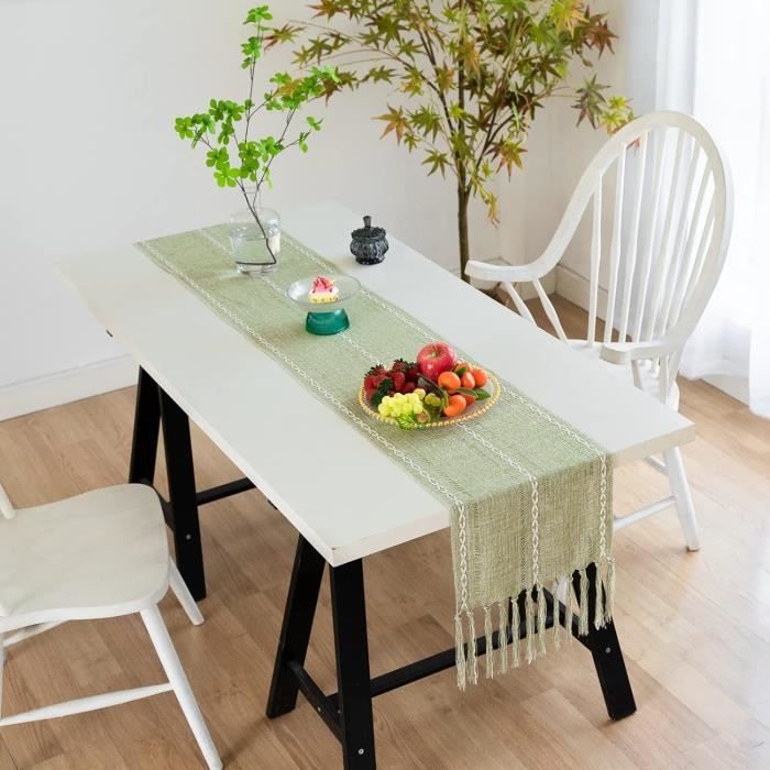 Chemin De Table Mariage Vert, Chemins De Table Chemin De Table Tissé ...