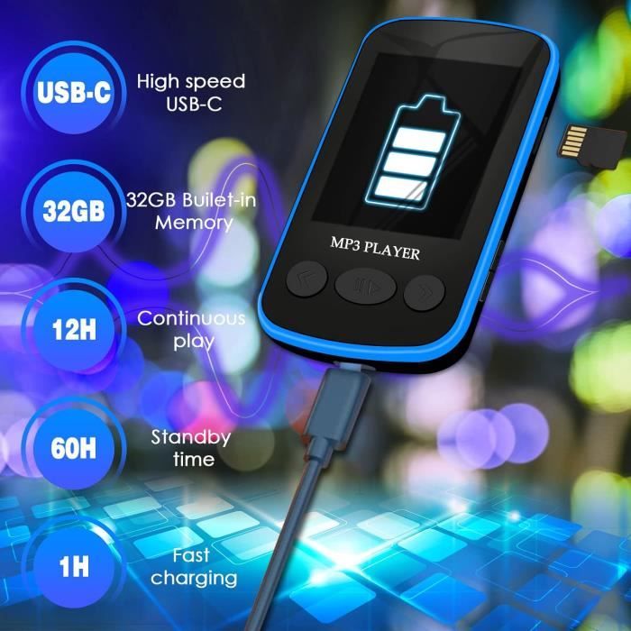 Mini Lecteur MP3 Sportif Léger Aiworth avec Bluetooth 5.0,HiFi Sound ...