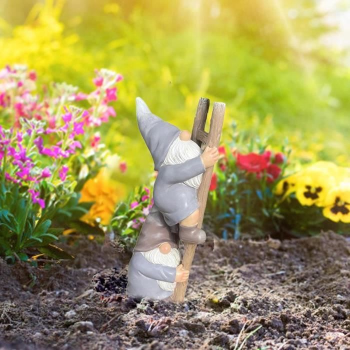 Statue de nain de jardin, sculpture de nain d'escalade amusante, décoration de jardin, statue d ...