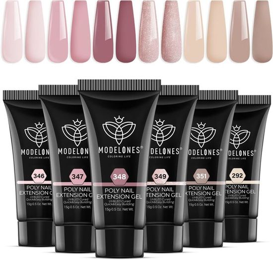 Polygel Pailleté Rose Nudee 6 Couleurs 15 Ml Poly Gel Pour Ongles Faux ...