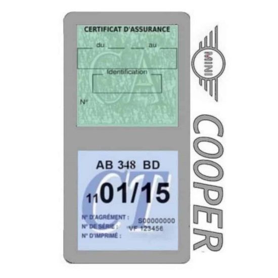 MINI COOPER VD17 GRIS POCHETTE ETUI VIGNETTE ASSURANCE VOITURE ET ...