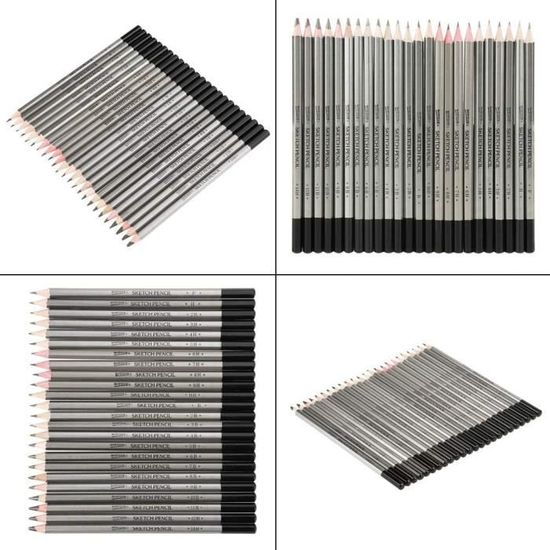 24 pièces dessin crayon croquis art crayon graphite dessin crayon ...