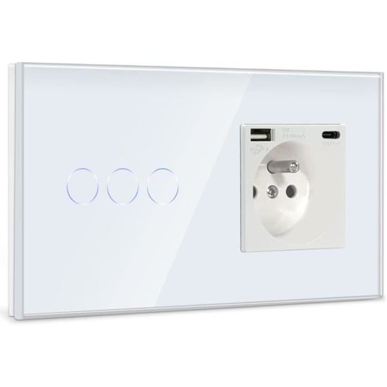 Interrupteur Tactile Avec Prise Murale Usb Et 1 Type C, Mural ...