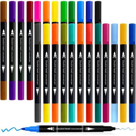 Feutres Coloriage Adulte, 24 Couleurs Feutre Double Pointe Fine Et ...
