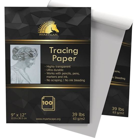 MyArtscape Bloc de papier calque 17,7 kg 22,9 x 30,5 cm 100 feuilles ...