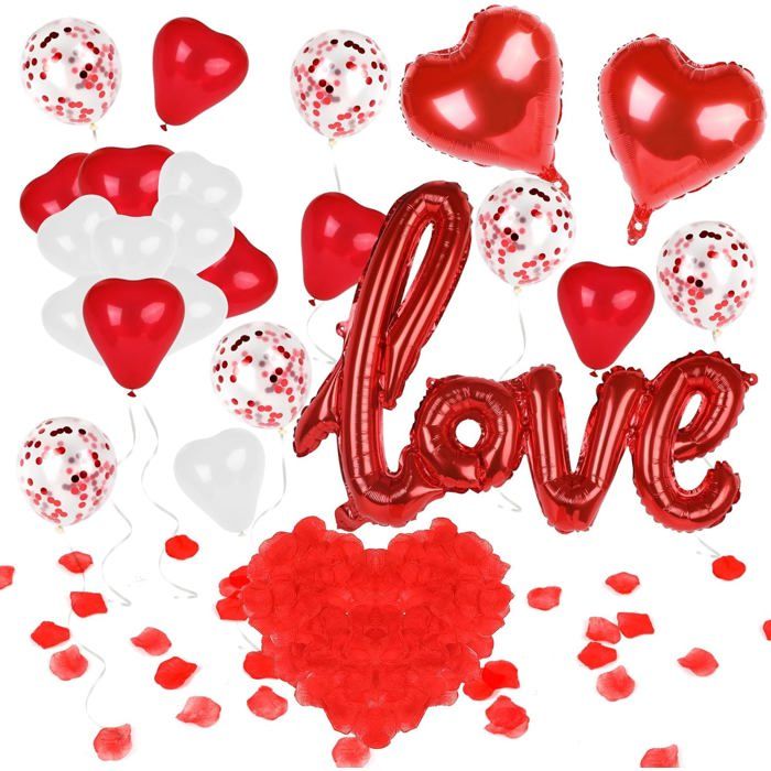 Kit Deco Saint Valentin, Ballon Love Xxl Coeur Geant Rouge Blanc ...