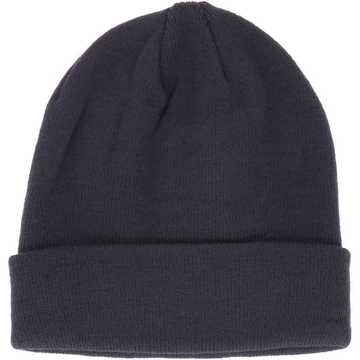 Bonnet Homme Ou Femme Uni - Bonnet Hiver Basic En Maille Sans Pompon ...
