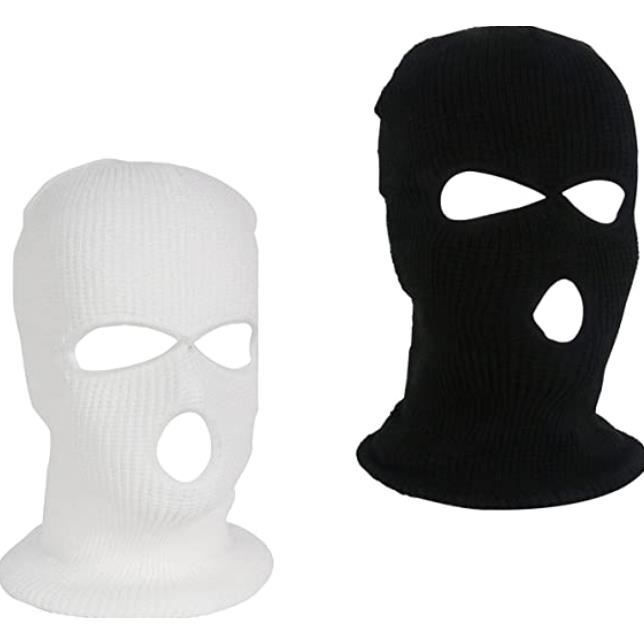 Cagoule 3 Trous - Baklava - Noir et Blanc - 100% Polypropylène - Mixte ...