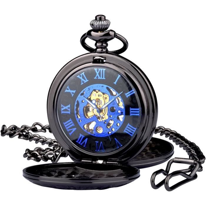 Montre Gousset Mecanique Montre Poche Steampunk Squelette Mécanique Cuivre Gousset Style Rétro ...