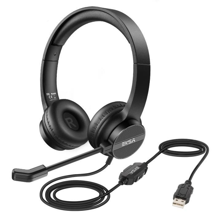 Casque avec microphone - EKSA - H12E - Filaire USB - Anti-bruit - Gamer ...