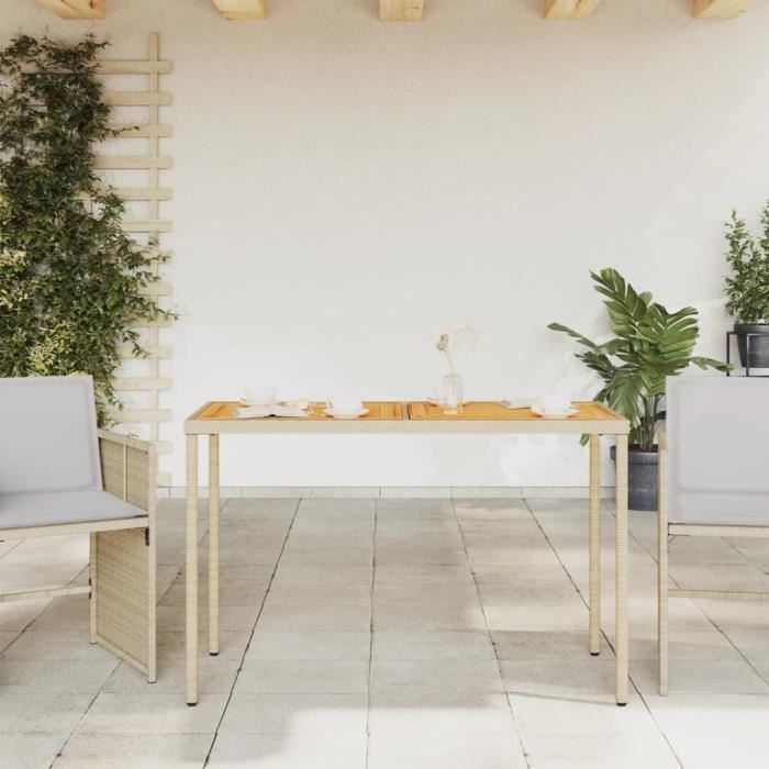 TAM Table de jardin avec dessus en bois d'acacia beige 115x54x74 cm ...