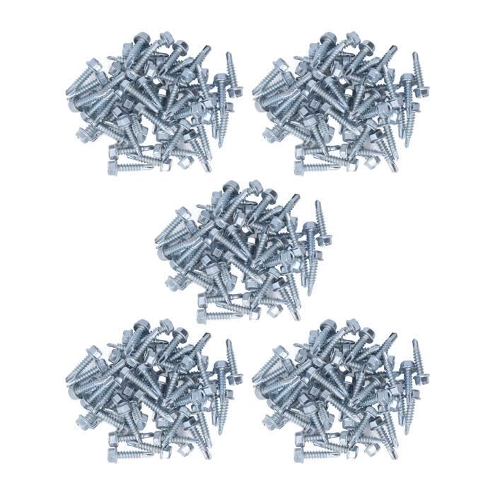 EJ.life vis de fixation Lot de 250 vis autoperceuses hexagonales en acier au carbone M4,2 x 19 ...