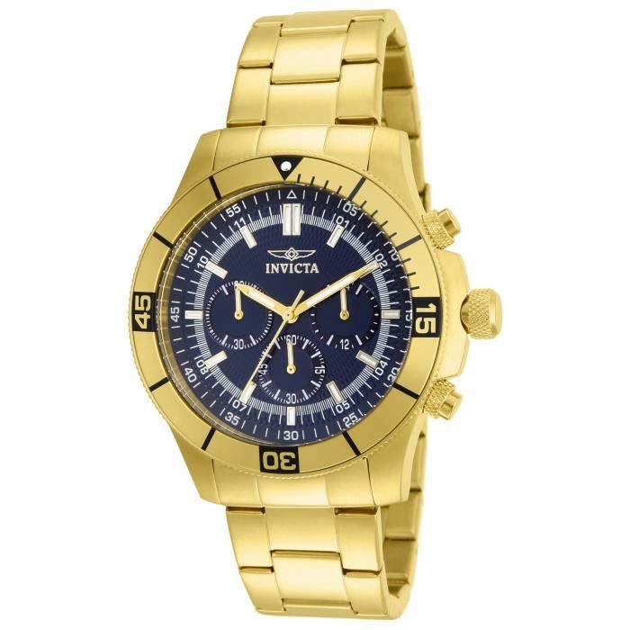 Invicta Specialty Homme Bracelet Acier Inoxydable Doré Quartz Montre ...