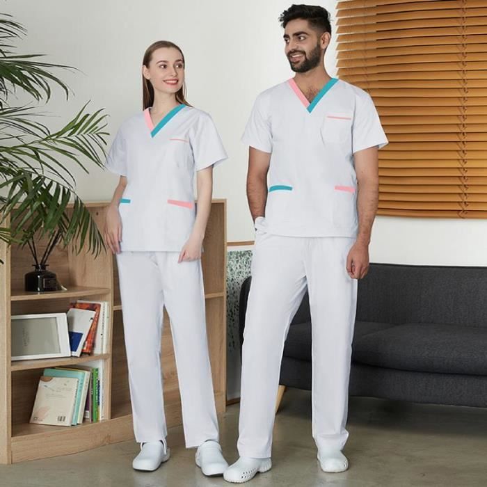 BLOUSE PROFESSIONNELLE Tshirt + Pantalon Uniforme d'infirmière Travail ...