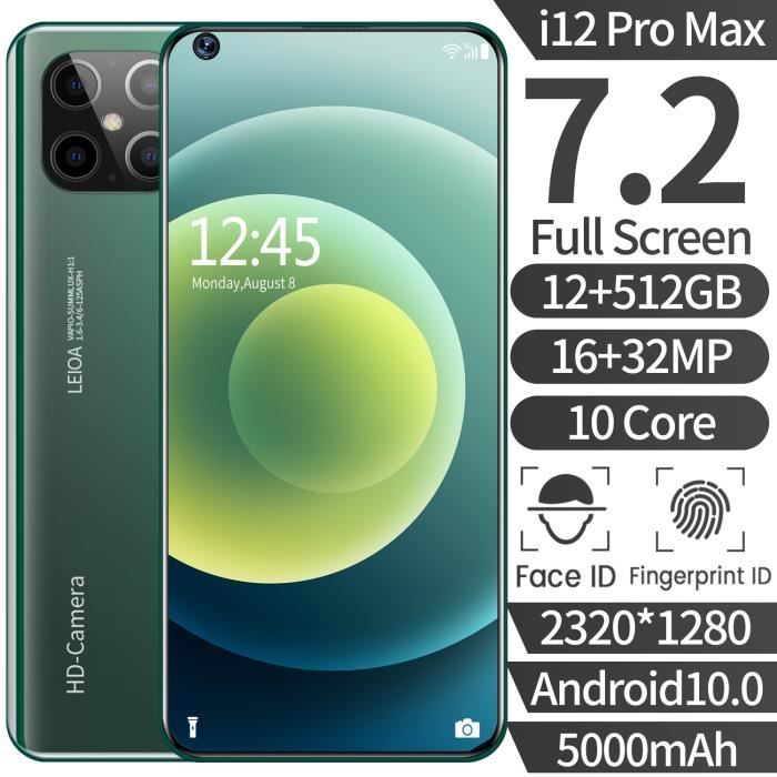 I12 7.2 pouces Android 10.0 MT6899 Deca Core 5G Smartphone 12+512GB 16 ...