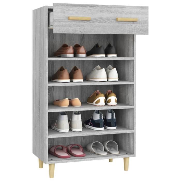 ABB Armoire à chaussures Sonoma gris 60x35x105 cm Bois d'ingénierie ...