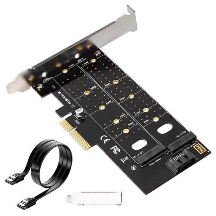 Adaptateur M2 PCIe NGFF PCI-E 30 X4 Vers SATA ou PCIE NVMe SSD Prise en Charge de la Carte D ...