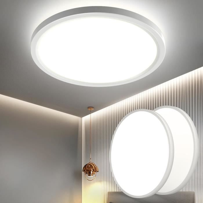 Lot de 2 Plafonnier LED Plat 24W, 2400LM Mince Lampe Plafond Moderne ...
