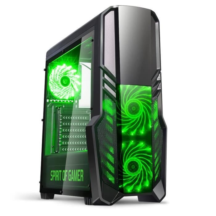 SPIRIT OF GAMER Boîtier PC Gamer Rogue II - Vert - Cdiscount Informatique