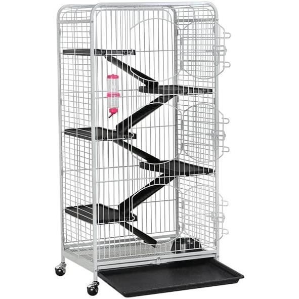 Abician Cage pour Petits Animaux à roulettes, Cage pour Rongeurs avec 5 ...