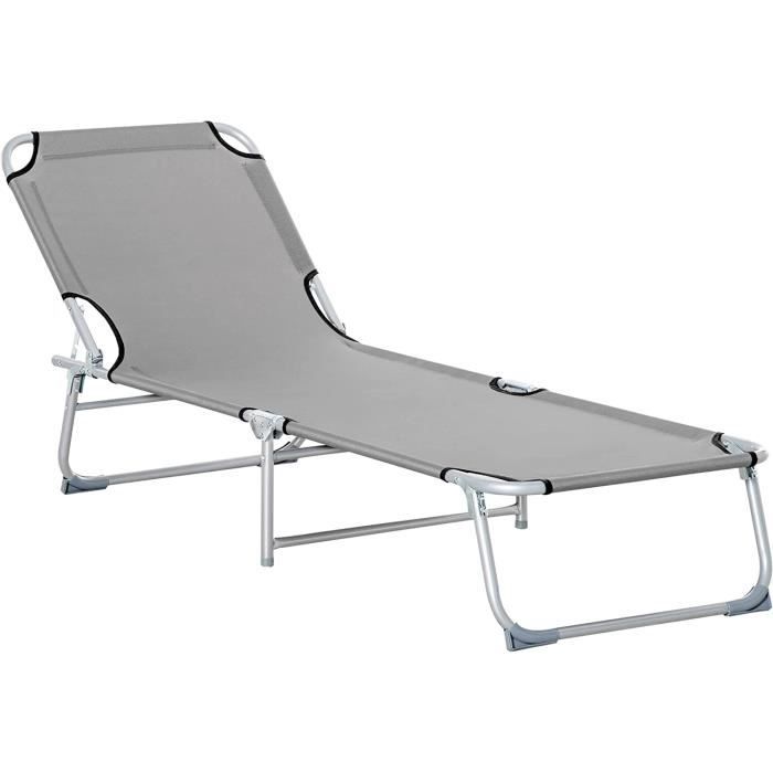 Bain de Soleil transat Pliable Dossier réglable Multipositions métal et ...