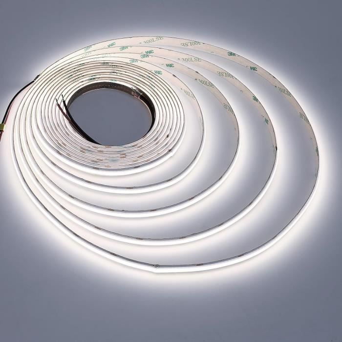 24v Ruban Led Cob 5m Blanc Froid 6000k Intérieur 120 Degré Cri 90