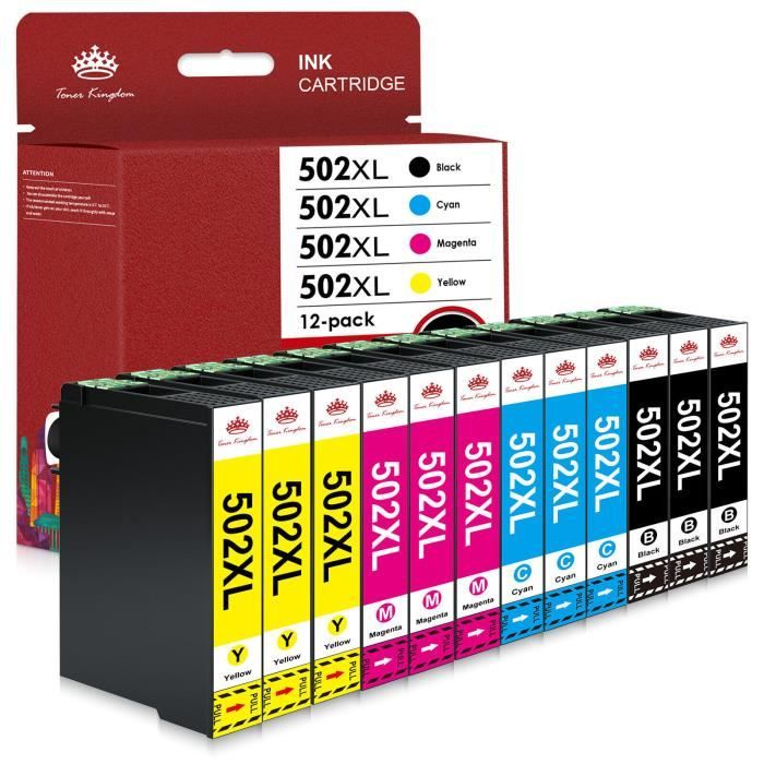 Toner Kingdom 502 XL Compatible avec Epson 502 502XL 12 Cartouche d ...