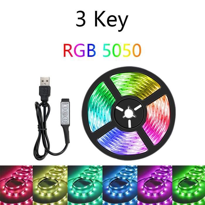 BANDE LED,5050 3Key-5M--Bande lumineuse Led RGBIC WS2812B RGB 5050 USB Bluetooth DC5V 1 30M ...