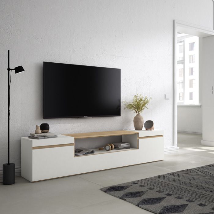 Meuble TV, Banc Télé, Grand espace de Rangement, 200x45x35cm, Pour les ...