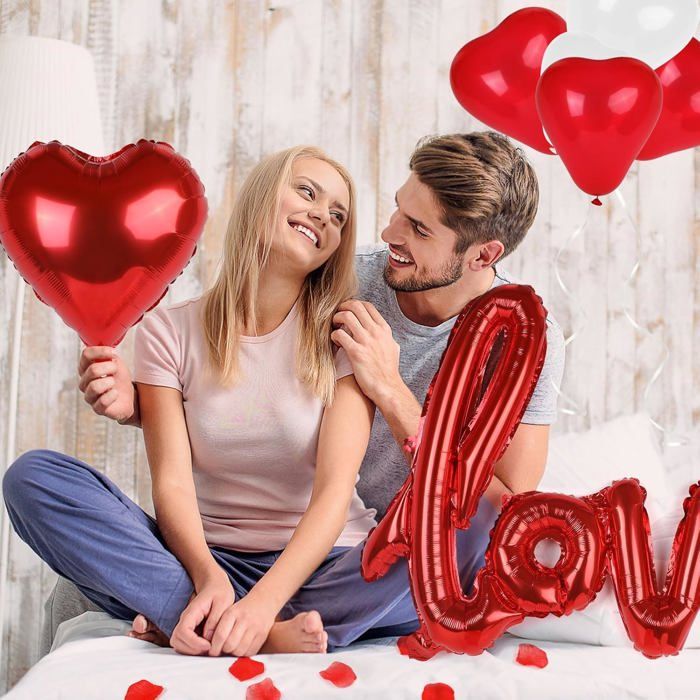 Kit Deco Saint Valentin, Ballon Love Xxl Coeur Geant Rouge Blanc ...