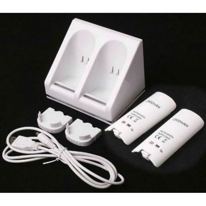 Batterie manette Wii - HAPPYHOMY - Pack 2800mAh - Station 2 manettes ...