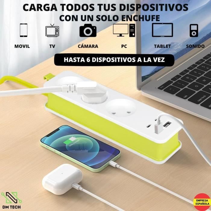 Multiprise avec 3 prises 220V + 2 USB + 2 USB C. 2 possibilités d ...