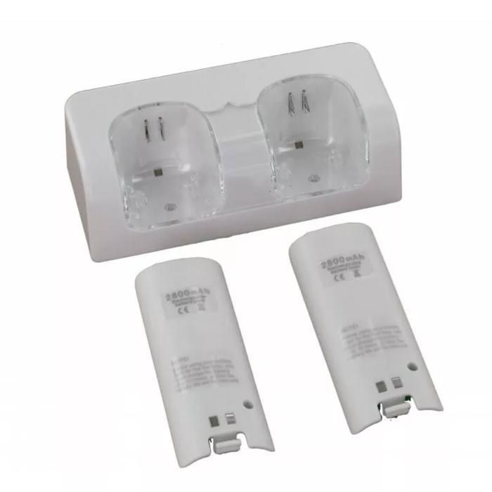Batterie manette Wii - HAPPYHOMY - Pack 2800mAh - Station 2 manettes ...