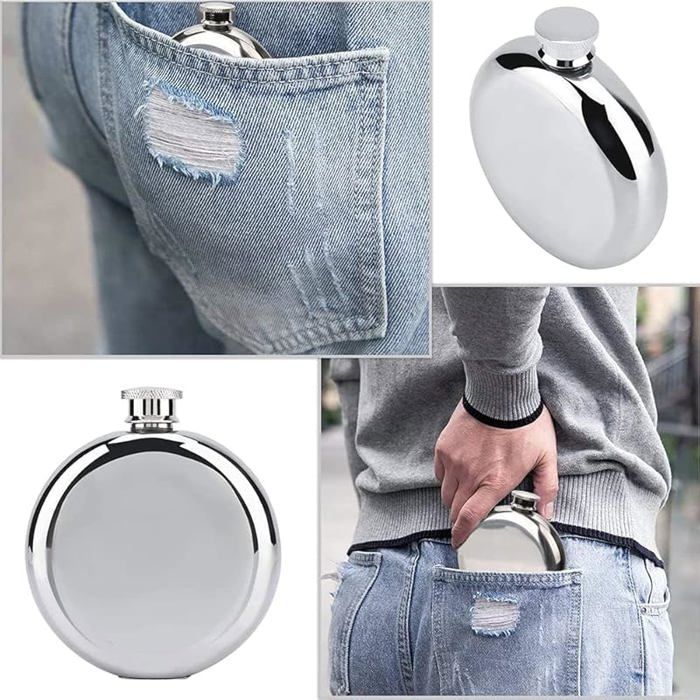 Bouteille Alcool Ronde Flasque a Alcool Whisky Flask 150 Ml En Acier ...